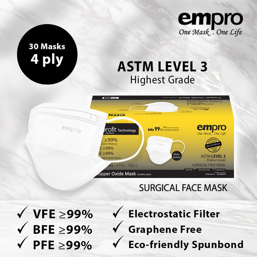 EMPRO W Series Copper Oxide White 4 Ply Mask - 30pcs – Empro, Feel It ...