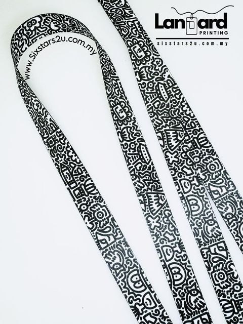 DOODLE PATTERN LANYARD - WHITE BASED – Sixstars2u.com.my