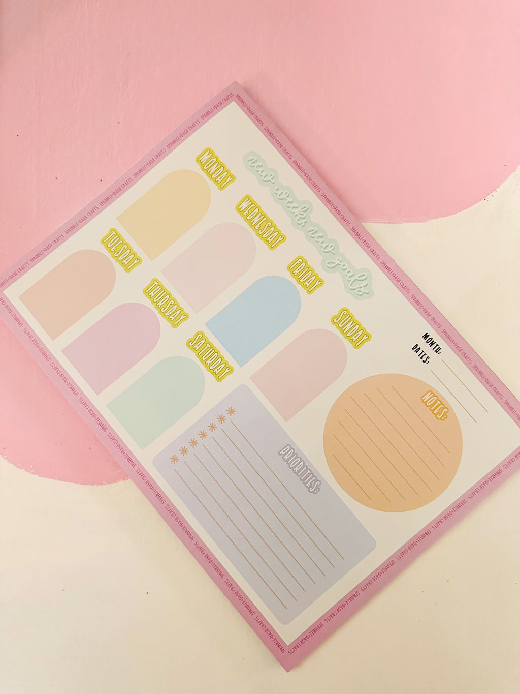 "NEW WEEK, NEW GOALS" WEEKLY PLANNER NOTEPAD – SPRINKLE+DASH CRAFTS