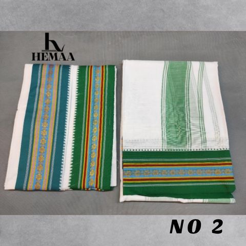 Cotton Veshti / Cotton Dhoti Colour Border / 8 X 4 Colour Border Dhoti ...