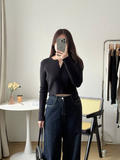 BM Knit Button Top (Black/White/Brown/Grey) – Soul Chill Studio