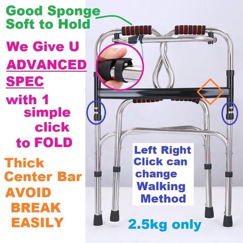 Alat Bantu Berjalan, Walking Aid with Roda, 4 legs Walking Aid, Fully ...