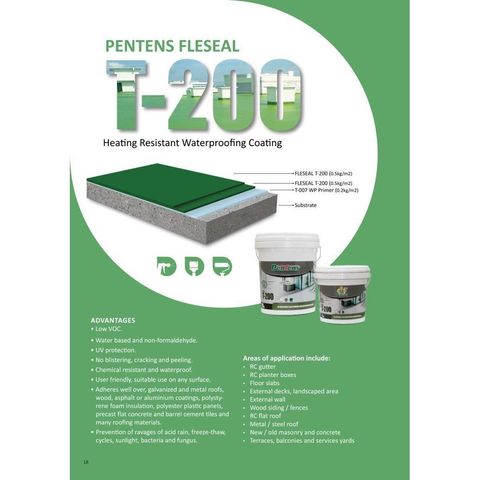 5KG Pentens T-200 Resistant Elastomeric Waterproofing Coating 5KG (t200 ...