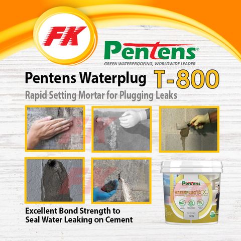 Pentens Waterplug T-800 (4.5KG) Rapid Setting Mortar for Plugging Leaks ...