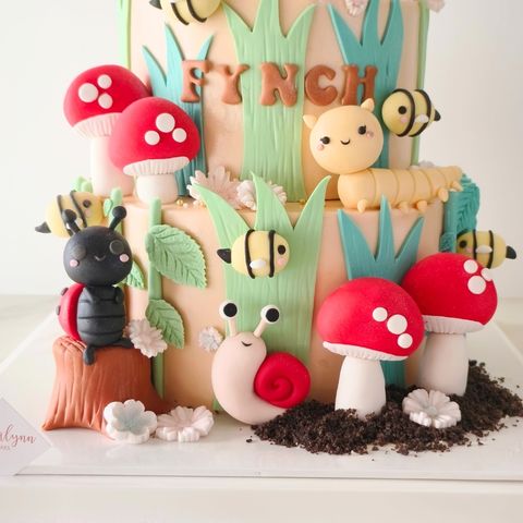 2-Tiered Bugs and Blossoms Cake – Avalynn Cakes | Premium Custom Cakes ...