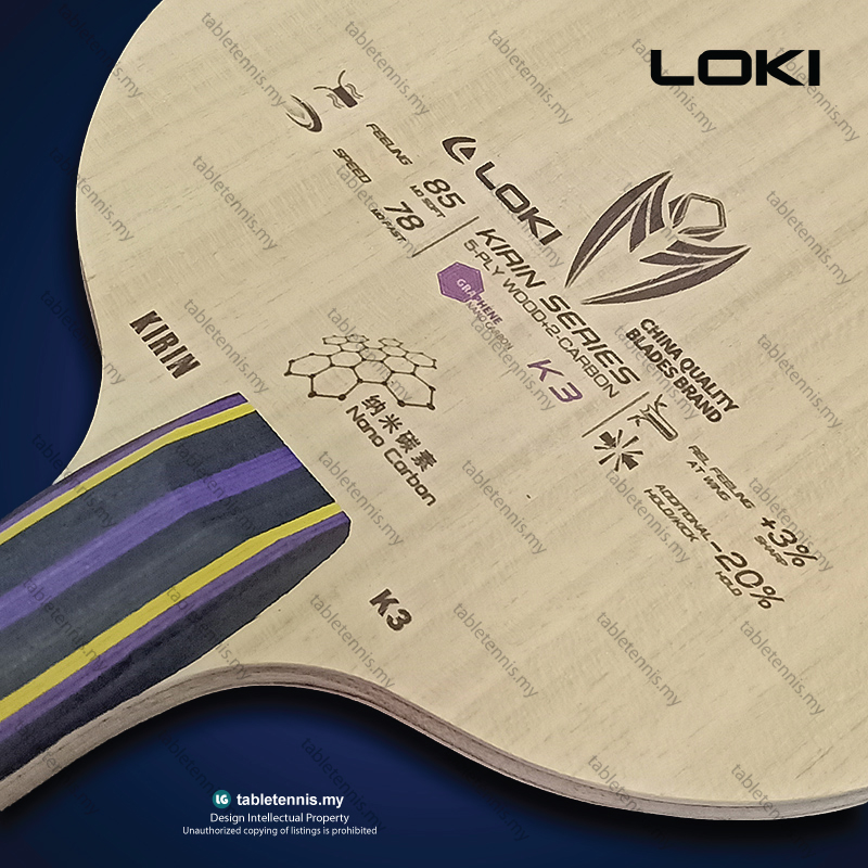 Loki Kirin K3 Composite Carbon Table Tennis Blade Paddle Bat Raket Ping ...