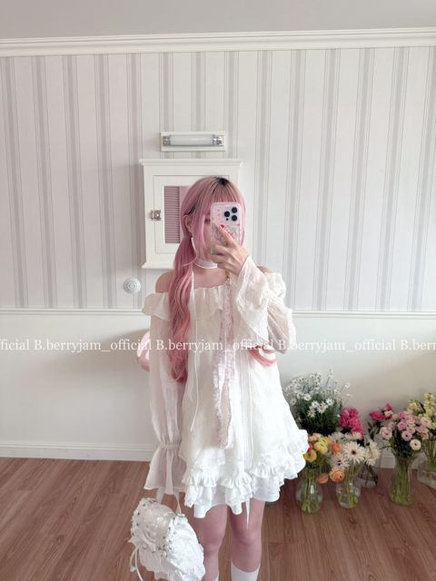 Berryjam select少女選物 一字肩春夏少女感上衣（附綁帶） – 小莓波醬