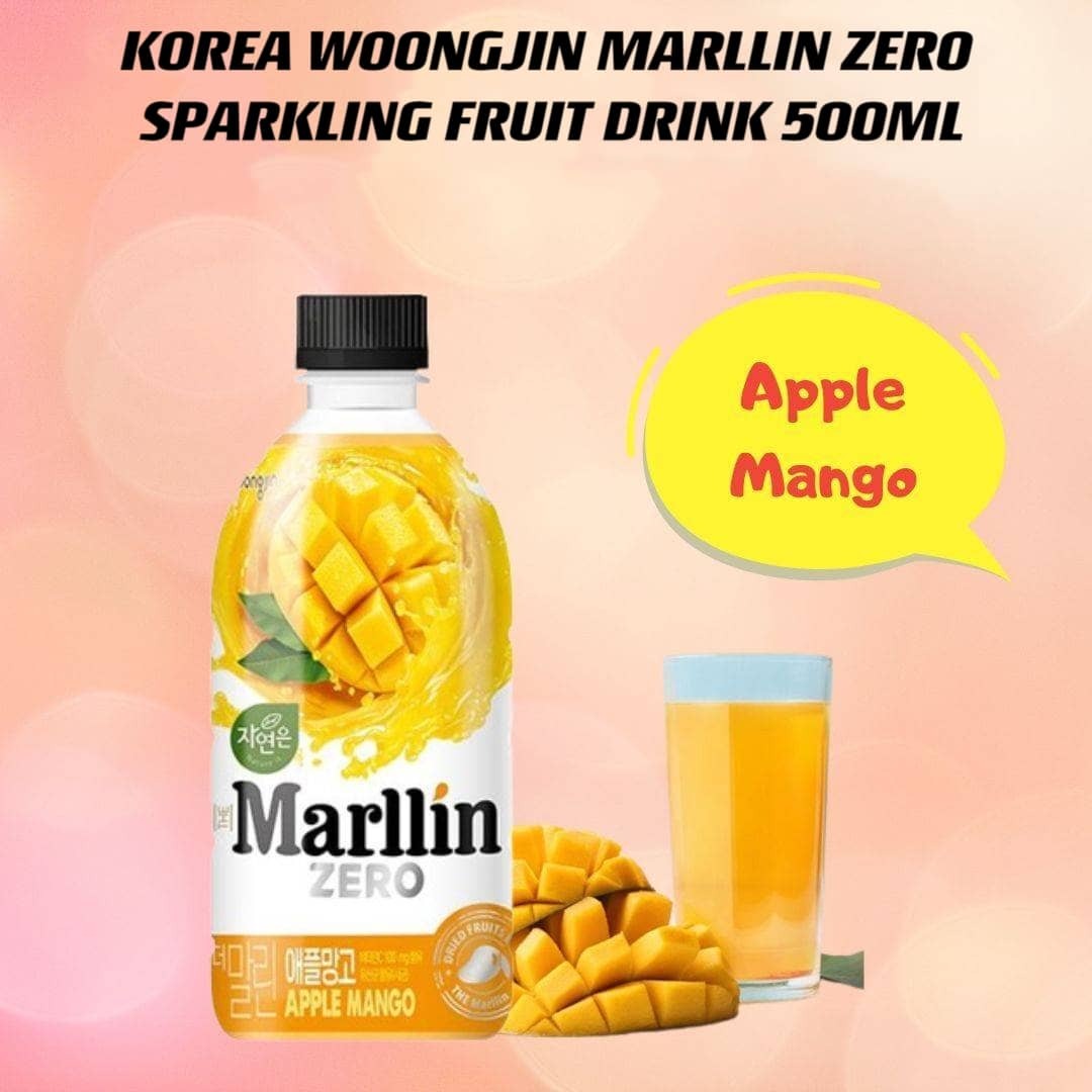 Korea Woongjin Marllin Zero Sparkling Fruit Drink 500ml (Peach / Apple ...