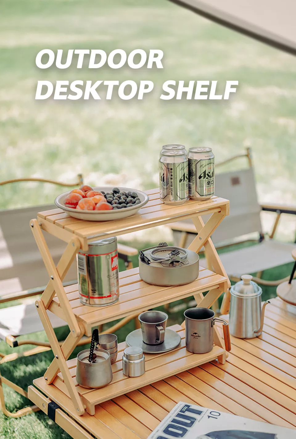 Naturehike outdoor camping portable folding tabletop rack Storage Shelf ...