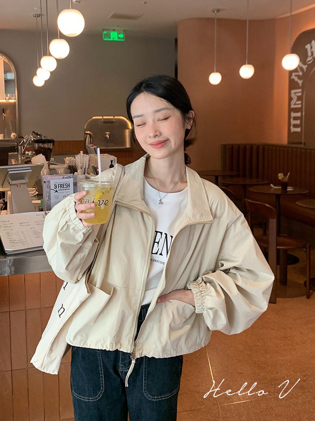 韓國款 簡單清新風格抽繩風衣外套*黑淺卡其*【Y0825-41】 – HELLO V