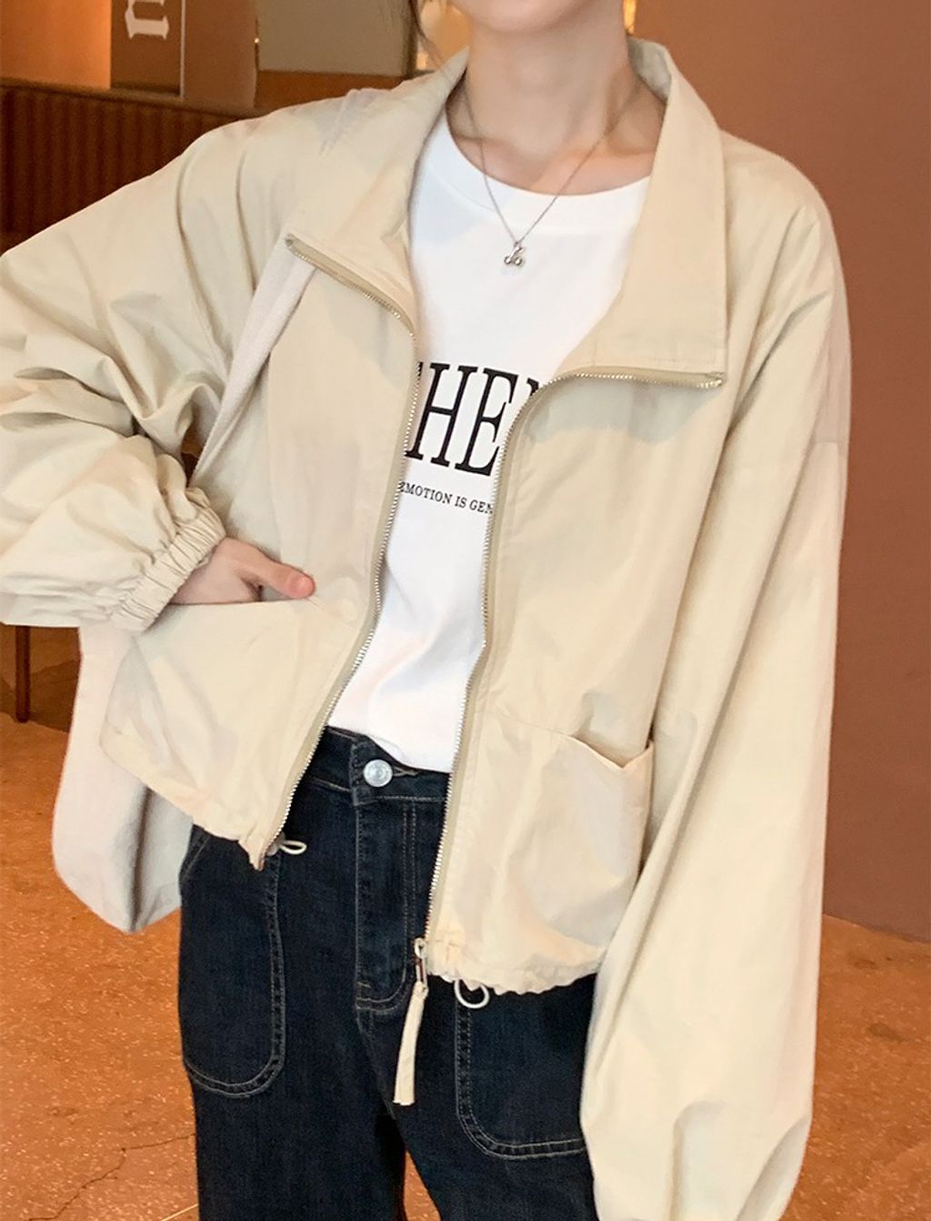 韓國款 簡單清新風格抽繩風衣外套*黑淺卡其*【Y0825-41】 – HELLO V