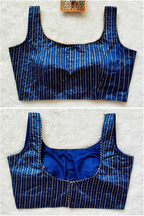 Royal Blue with Gold Stripe Saree Blouse – Magical Shapewear