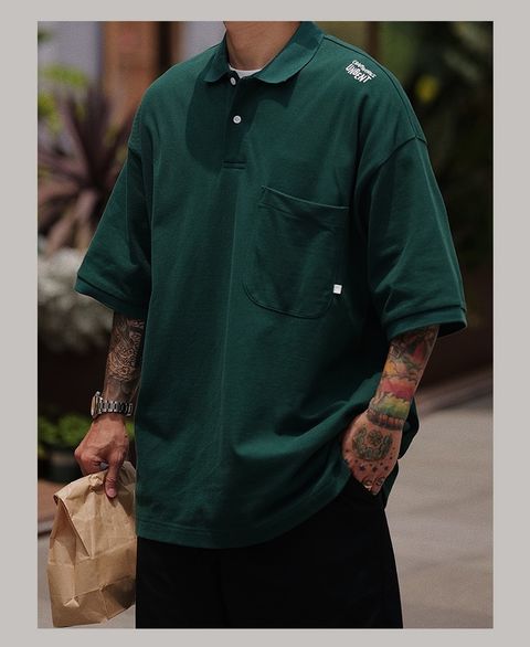 UNBENT 日系純色繡字寬鬆pocket短袖polo – S Select Lab