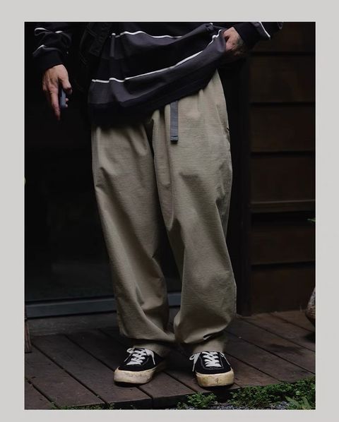 UNBENT 24日系戶外機能風休閒鬆身橫紋布長褲 / 4色 – S Select Lab