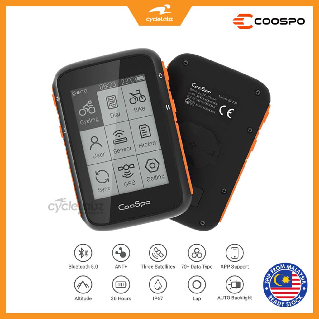 CooSpo BC200 Bike Cycling Computer GPS Glonass BeiDou Wireless Bluetooth 5.0 ANT+ with STRAVA ...