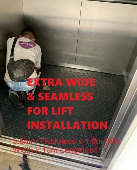 Anti-slip rubber floor mat, Black, 3.5mm Thickness x 1.8m (6ft) Width x ...