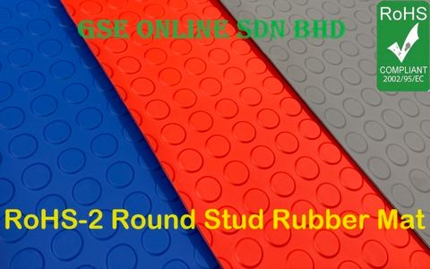 Anti-slip Grey Round Stud rubber floor mat, 3.5mm Thickness x 1m Width ...