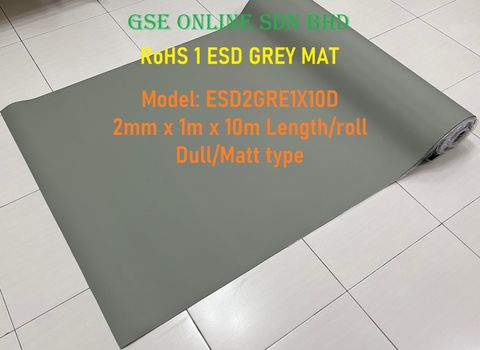 RoHS-1, ESD Mat/Anti-Static Grey Table Mat, Matt/Dull, 2mm x 1m Width X ...