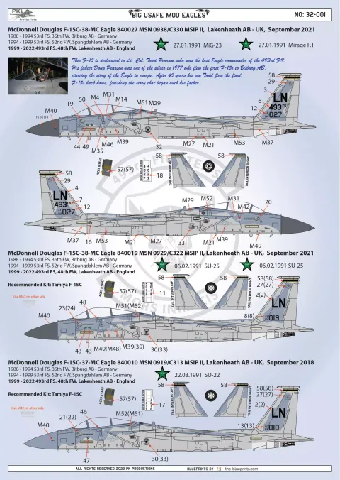 PK Productions 1/32 Big USAFE Mod Eagles – F-4DableModels Direct