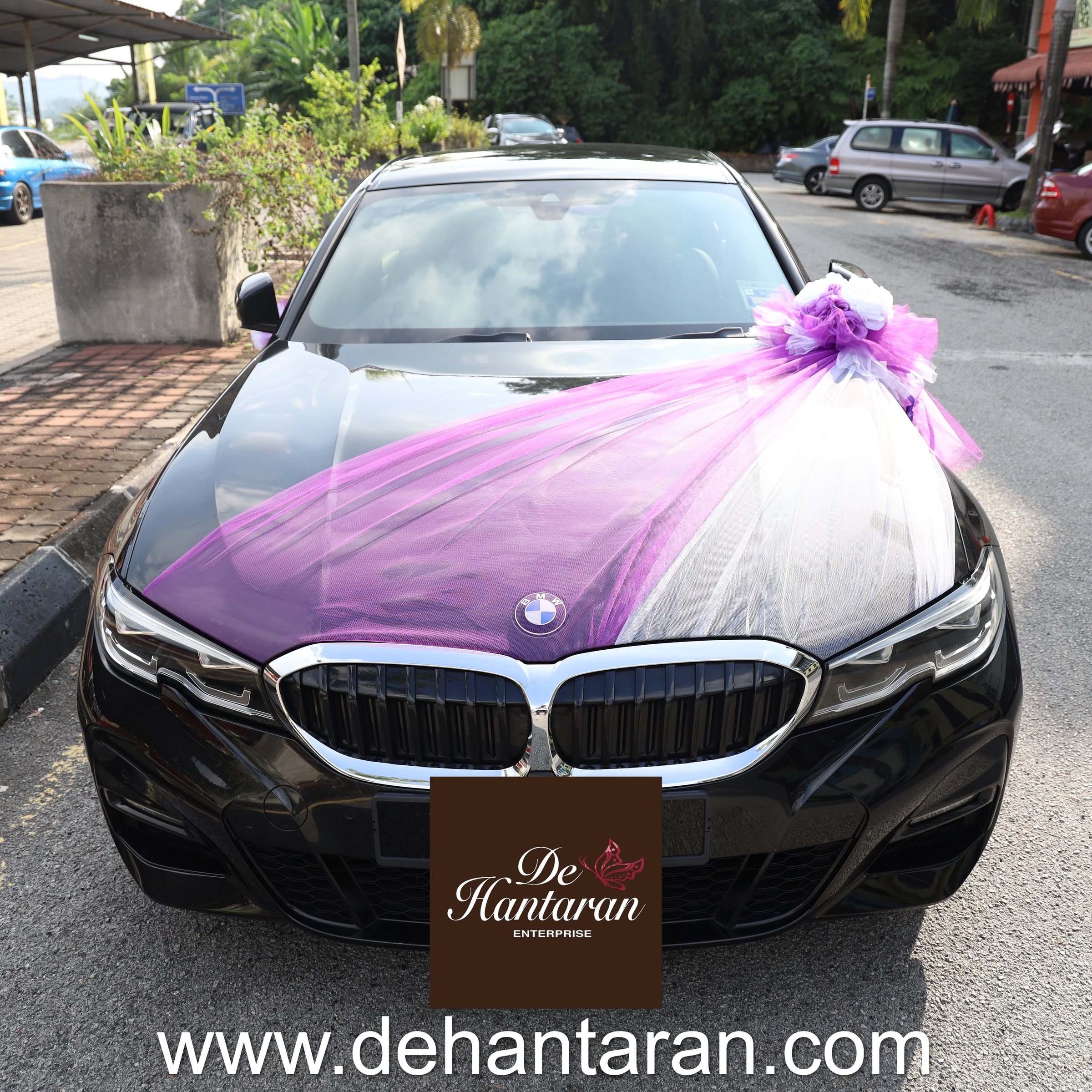 Customizable Purple White BMW 3 Series Wedding Car Decoration De Hantaran