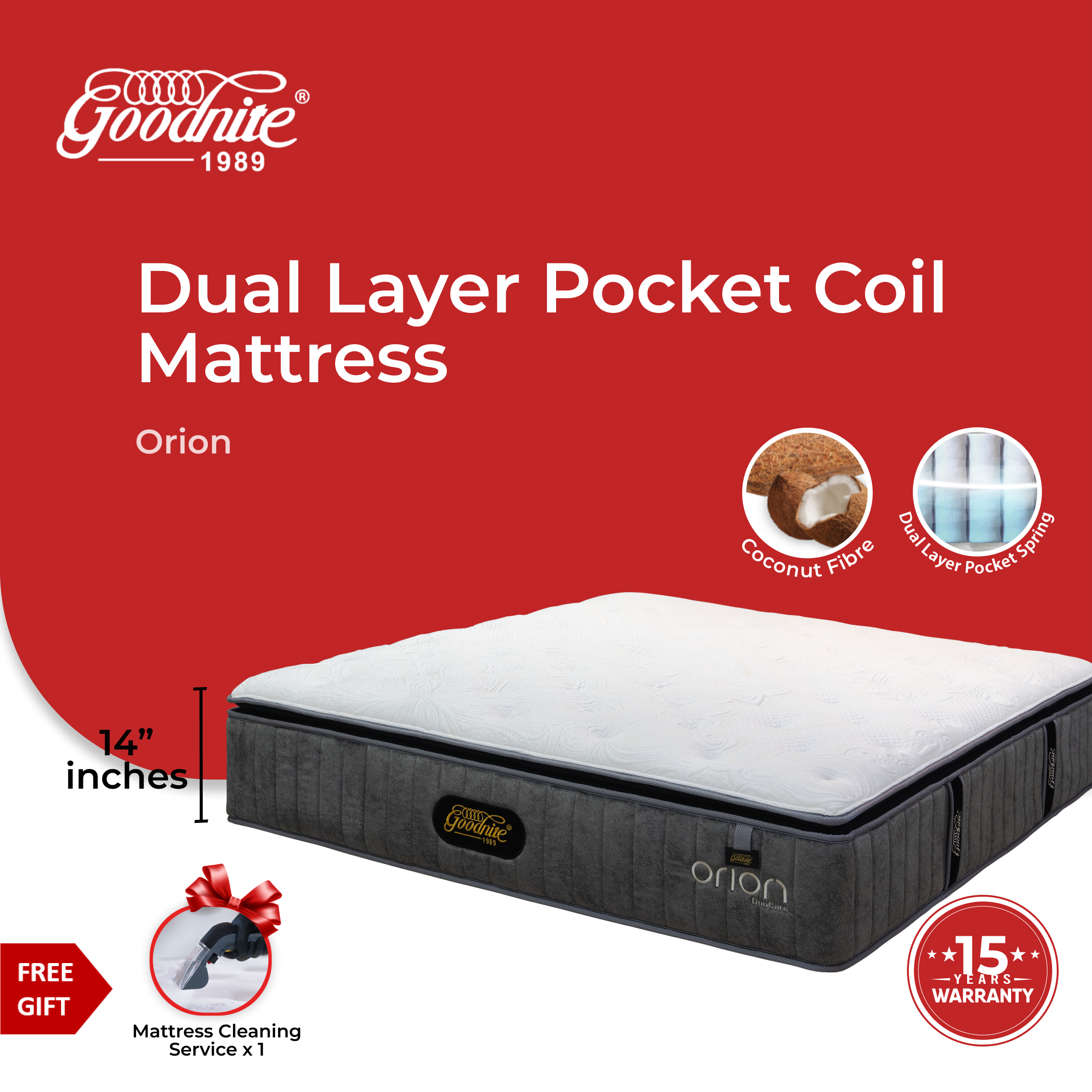 Goodnite Orion Dual Layer Pocket Spring Mattress (14 Inch) with with ...