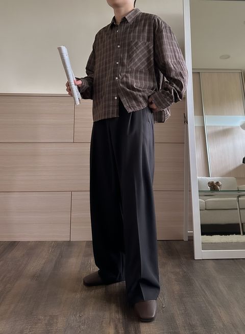 Relaxed 斜兩褶西裝寬褲 (3色) (累積銷售200件!!!) – OPPA KOREA - 正韓男裝