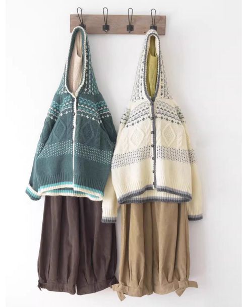 北歐系菱格針織連帽外套(預購) – 森織海自然生活風格服飾