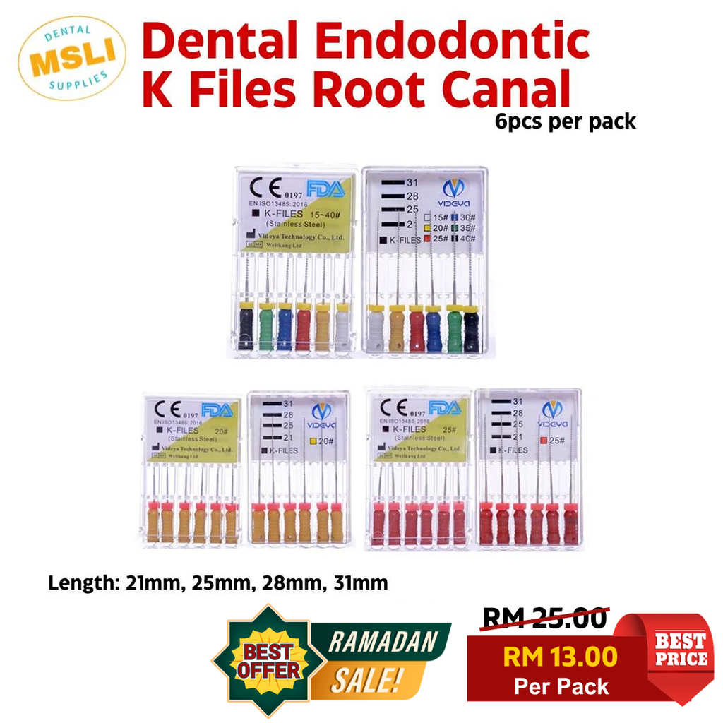 🕌 🌙 K-FILES Root Canal (Stainless Steel) – MSLI Dental Supplies