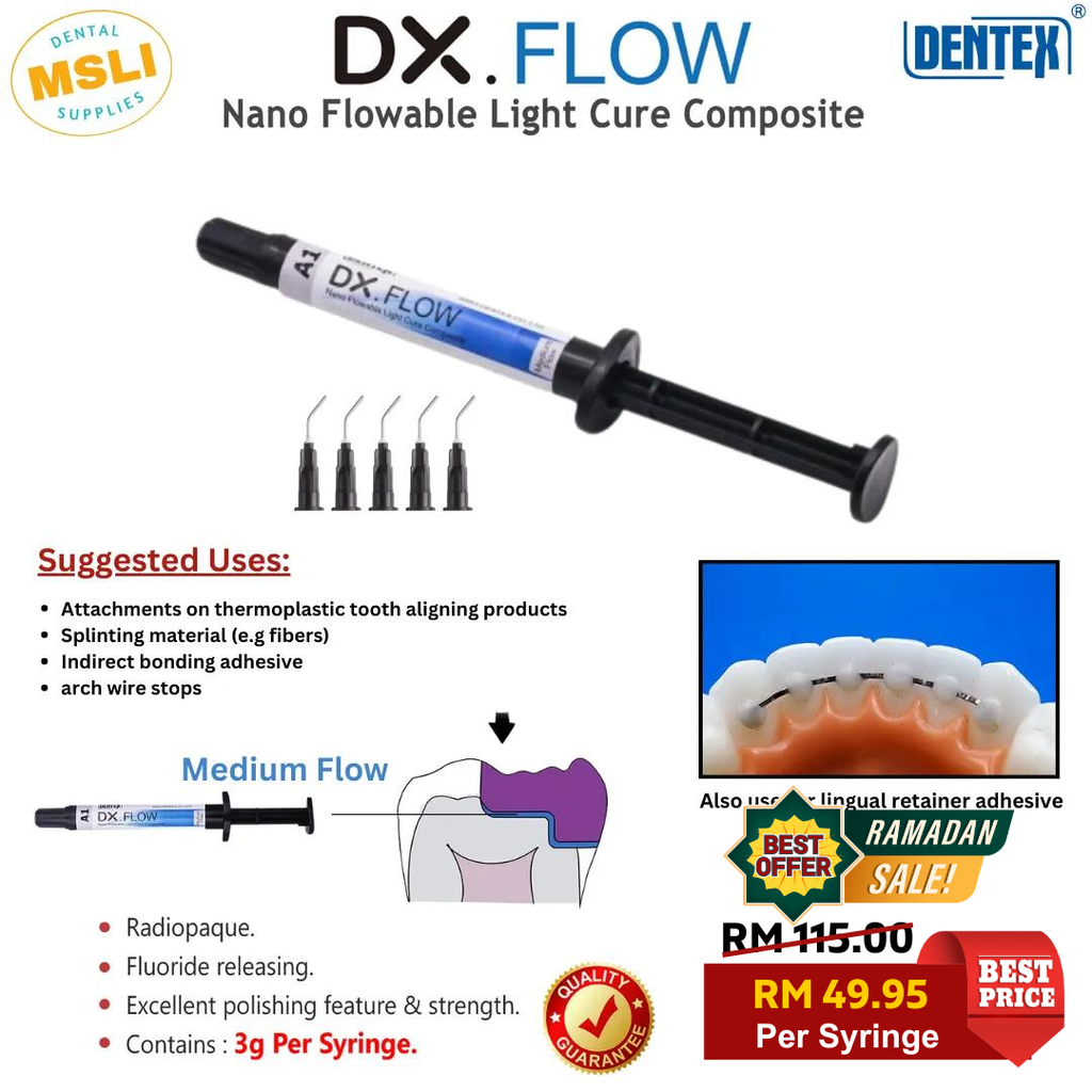 🎉 DX FLOW - Nano Flowable Light Cure Composite (MEDIUM FLOW) 🟢 A078 – MSLI Dental Supplies