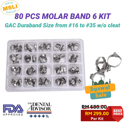 🕌 🌙 80 PCS MOLAR BAND 6 (1ST MOLAR) SET KIT - Molarband GAC Size #16 to ...