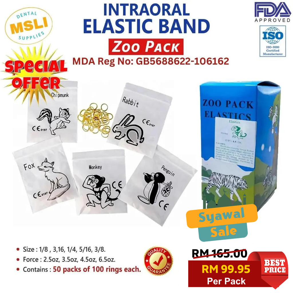 🎉 Intraoral Elastics - ZOO PACK A070 🟢 – MSLI Dental Supplies