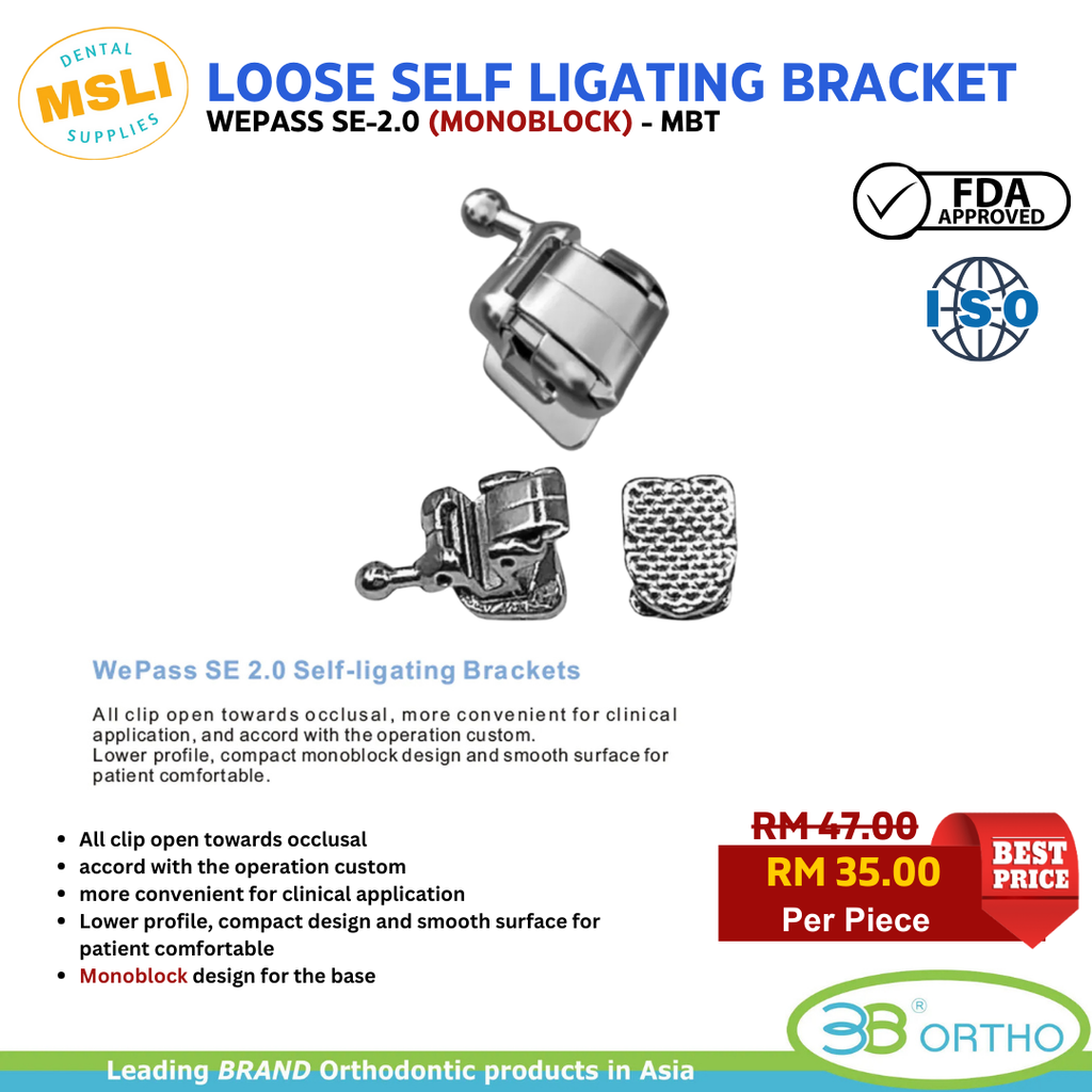 PRE-BOOK (ETA: 2 to 4 Wks) 3B ORTHO - LOOSE SELF LIGATING BRACKET ...