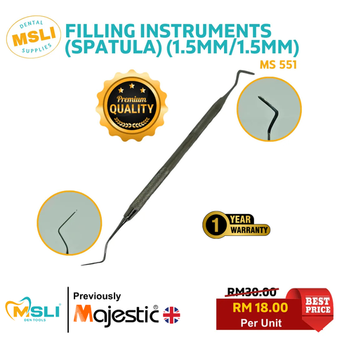 Ready Stock MSLI DENTOOLS (MS-551) - FILLING INSTRUMENTS (SPATULA) (1.5MM/1.5MM) 🟢 – MSLI Dental ...
