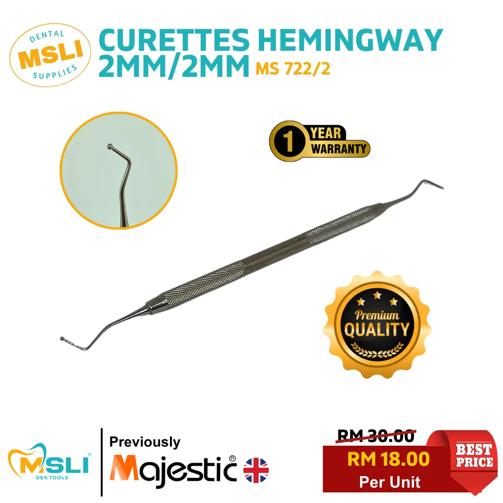 Ready Stock MSLI DENTOOLS (MS-722/2) - CURETTES HEMINGWAY 2MM/2MM 🟢 ...