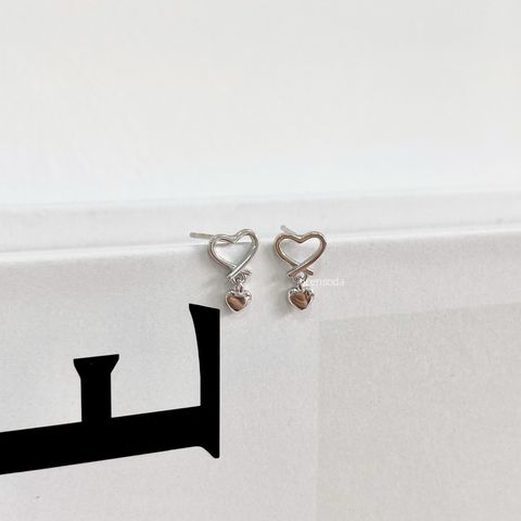 S925 Mini double heart earrings – Orensoda