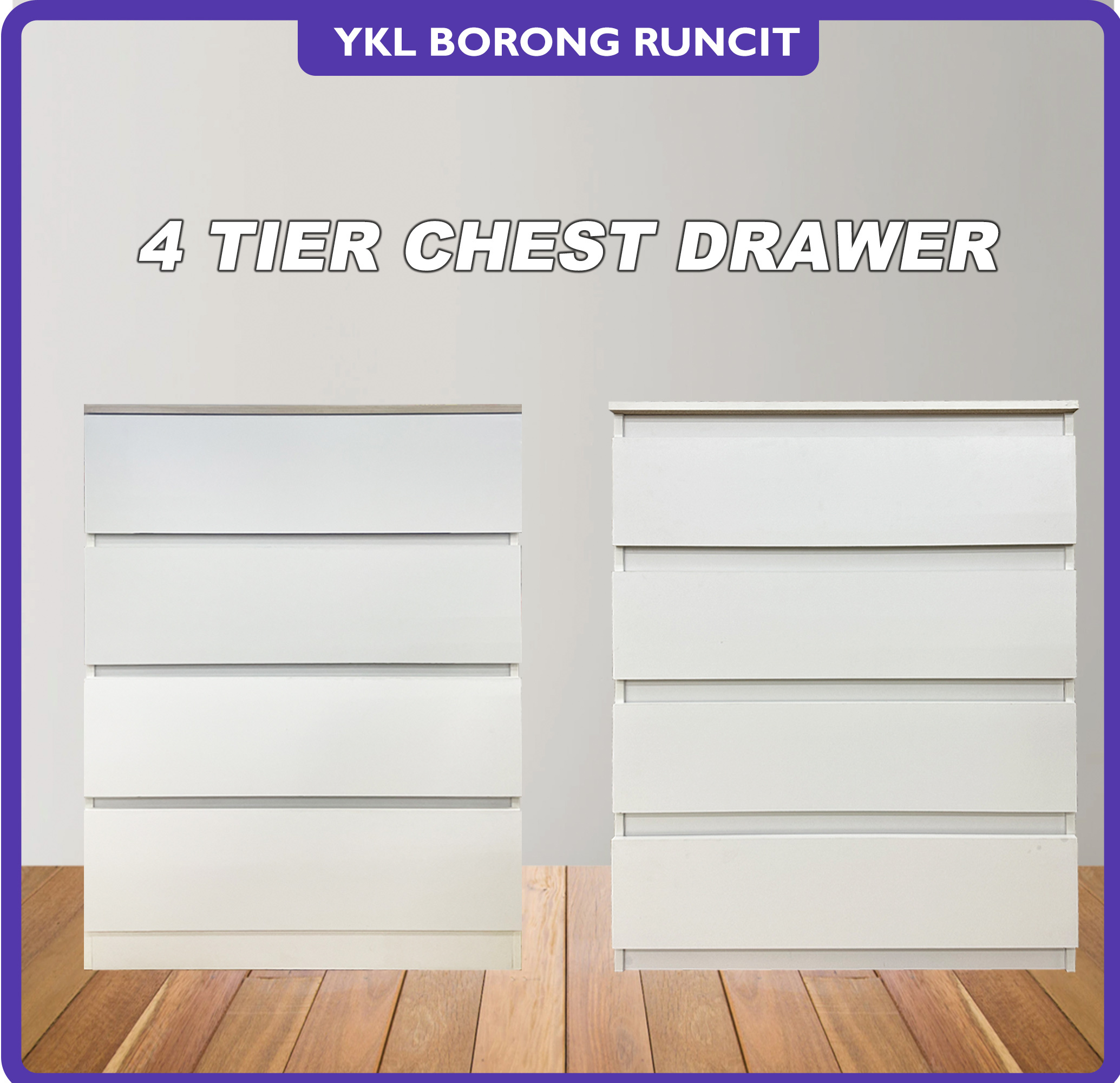 Chest Drawer with 4 Layers Storage | Full White| White + Natural Oak ...