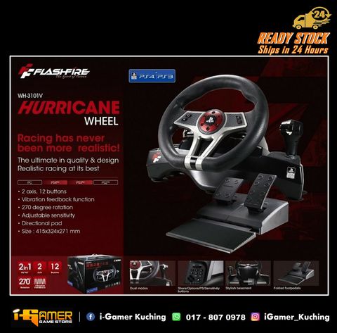 PS4/PS3/PC FLASHFIRE HURRICANE RACING WHEEL – i-Gamer Game Store
