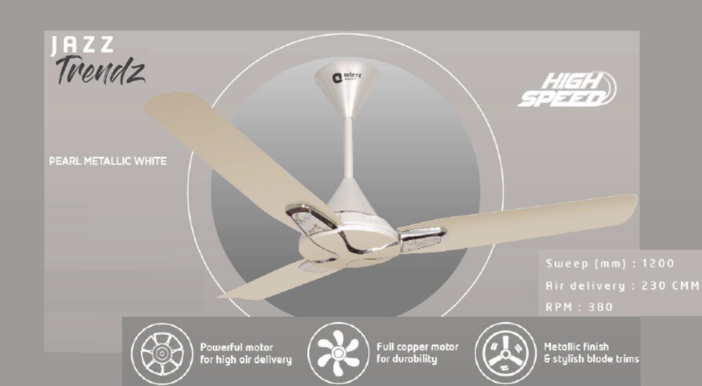 Orient Electric Jazz Trendz 1200mm Ceiling Fan Pearl Metallic White