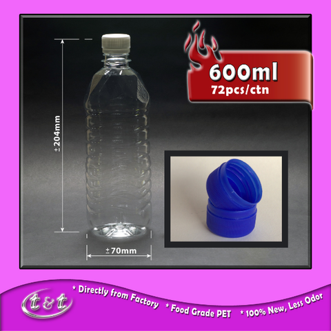 Plastic Bottle PET Botol Plastik Kosong 空瓶子 600ml with Caps - 72pcs ...