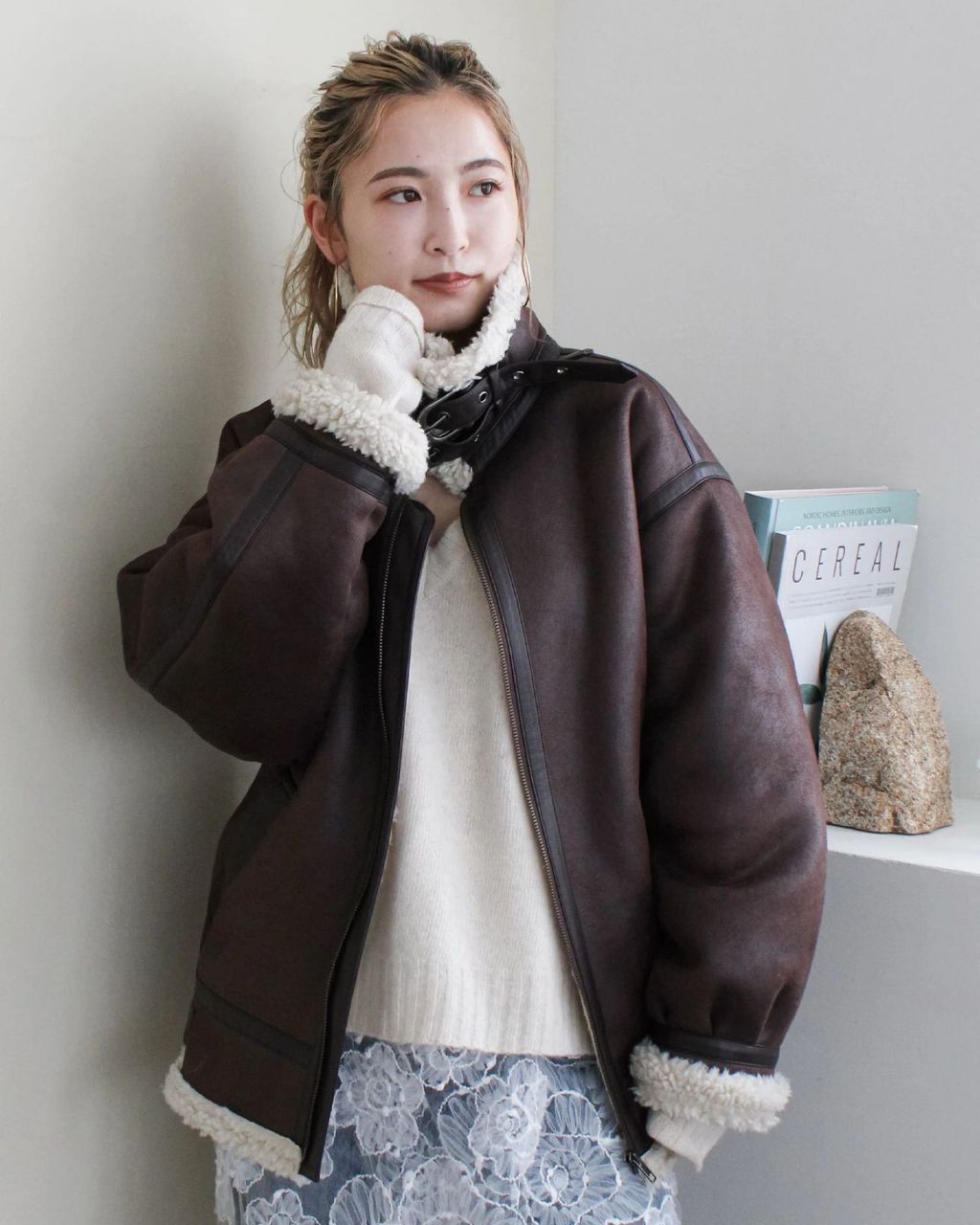 【先行折扣7折】Ungrid 羊羔毛皮革外套 – dokiii