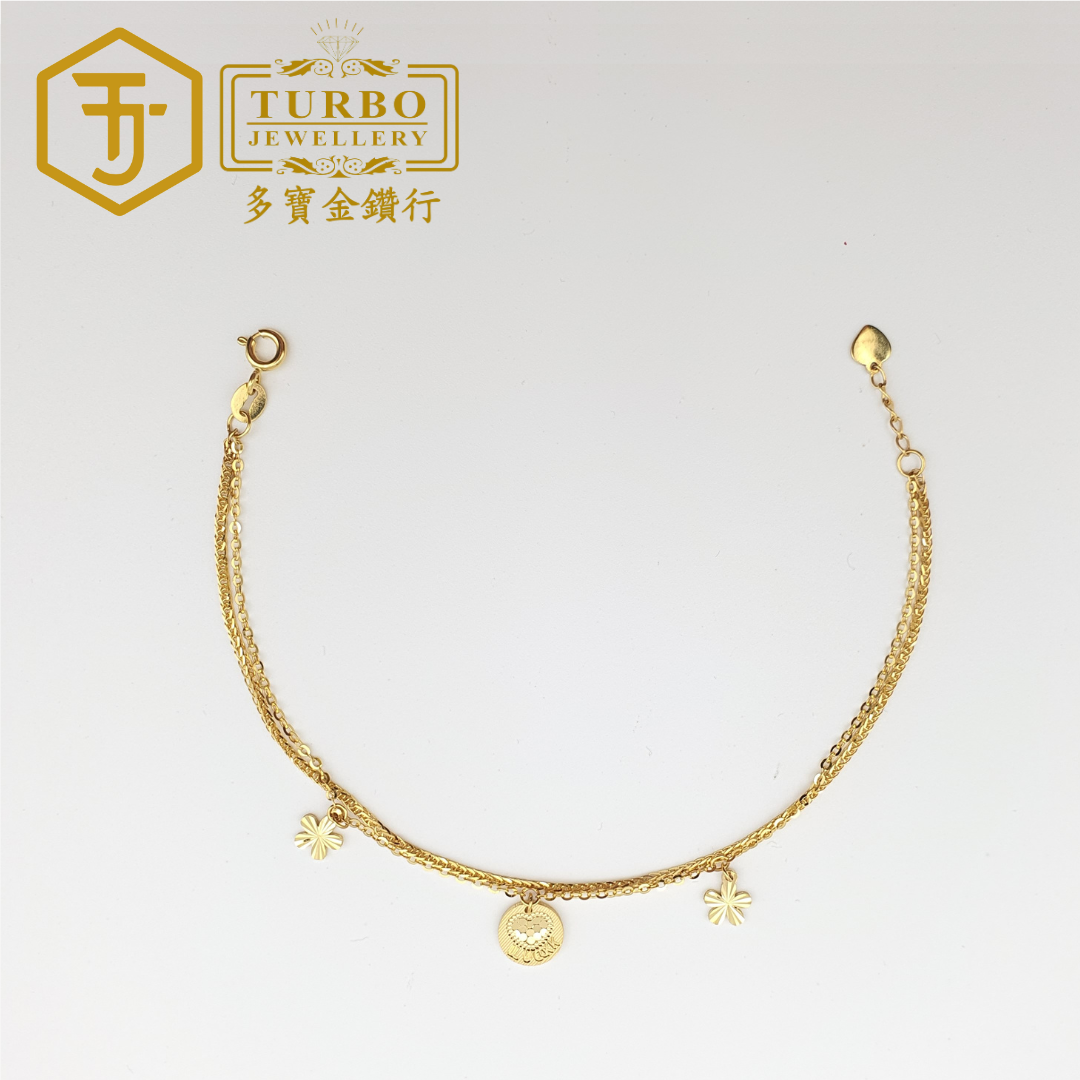 TURBO [916G] Rantai Tangan Love Bunga Garisan Berganda Polo盒仔吊爱心批花双行手链 ...