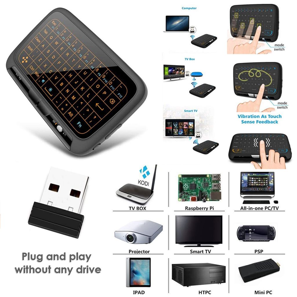 H18 Wireless Mini Keyboard Air Mouse Full Screen Touchpad Backlight