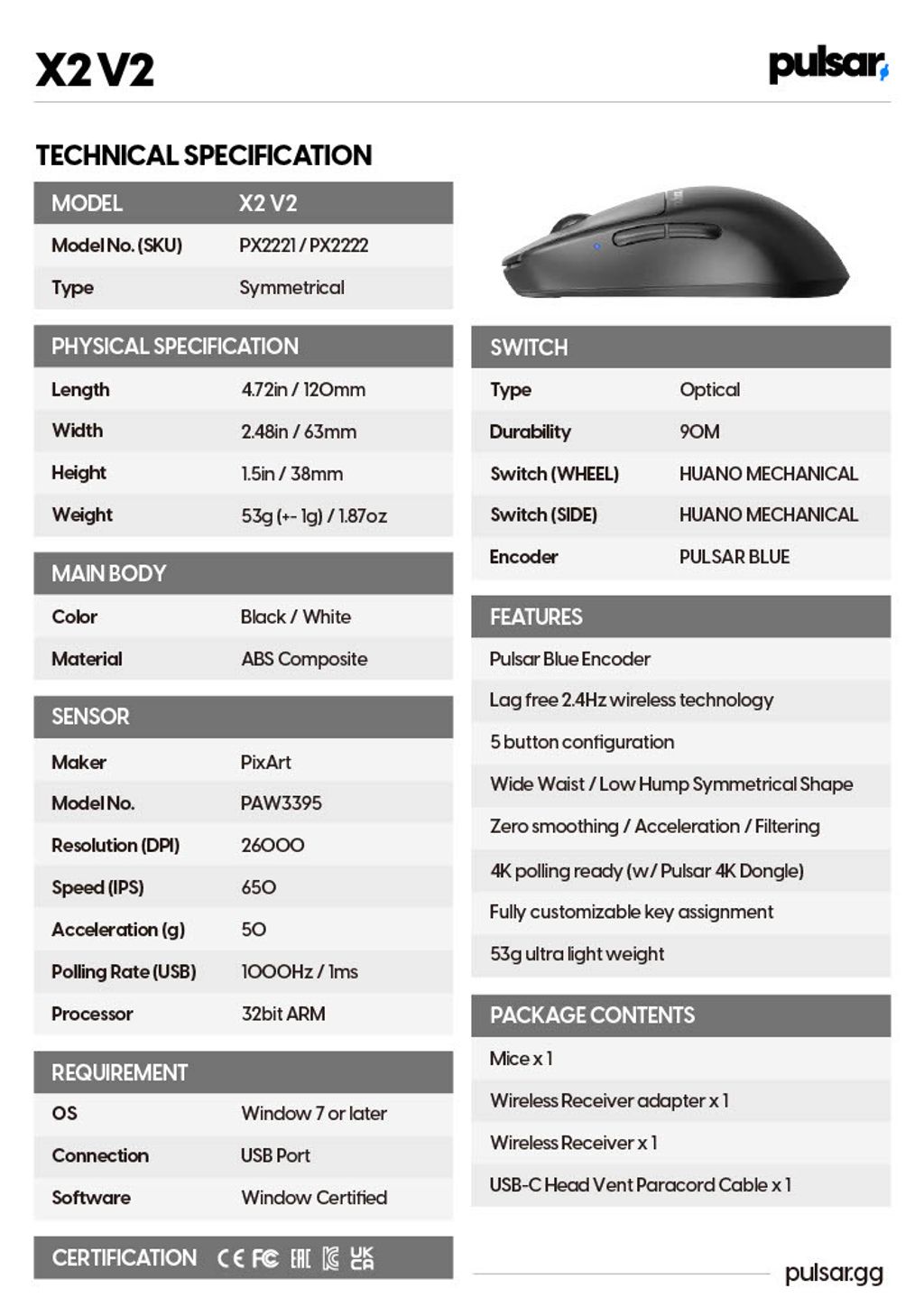 Pulsar X2 V2 Wireless Gaming Mouse – Respawn Gaming Tech