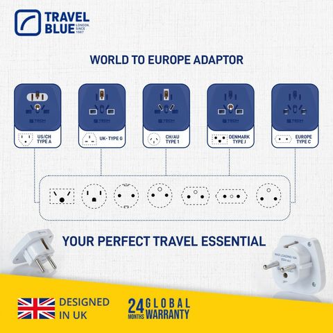 Travel Blue World to Europe Travel Adaptor – Travel Blue Singapore Pte Ltd
