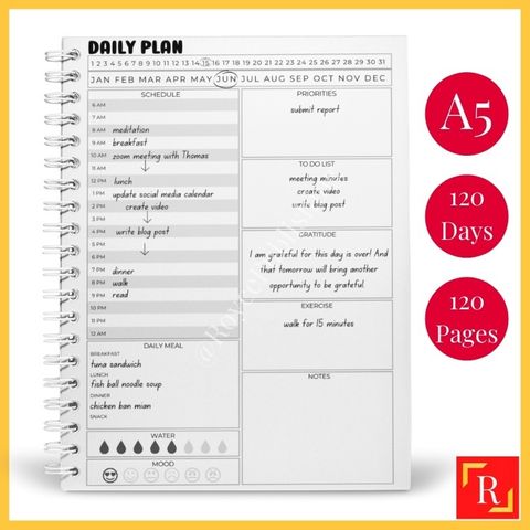 Undated Planner/Habit Tracker/Notebook/Diary/Journal 7 - (A5 | Daily ...