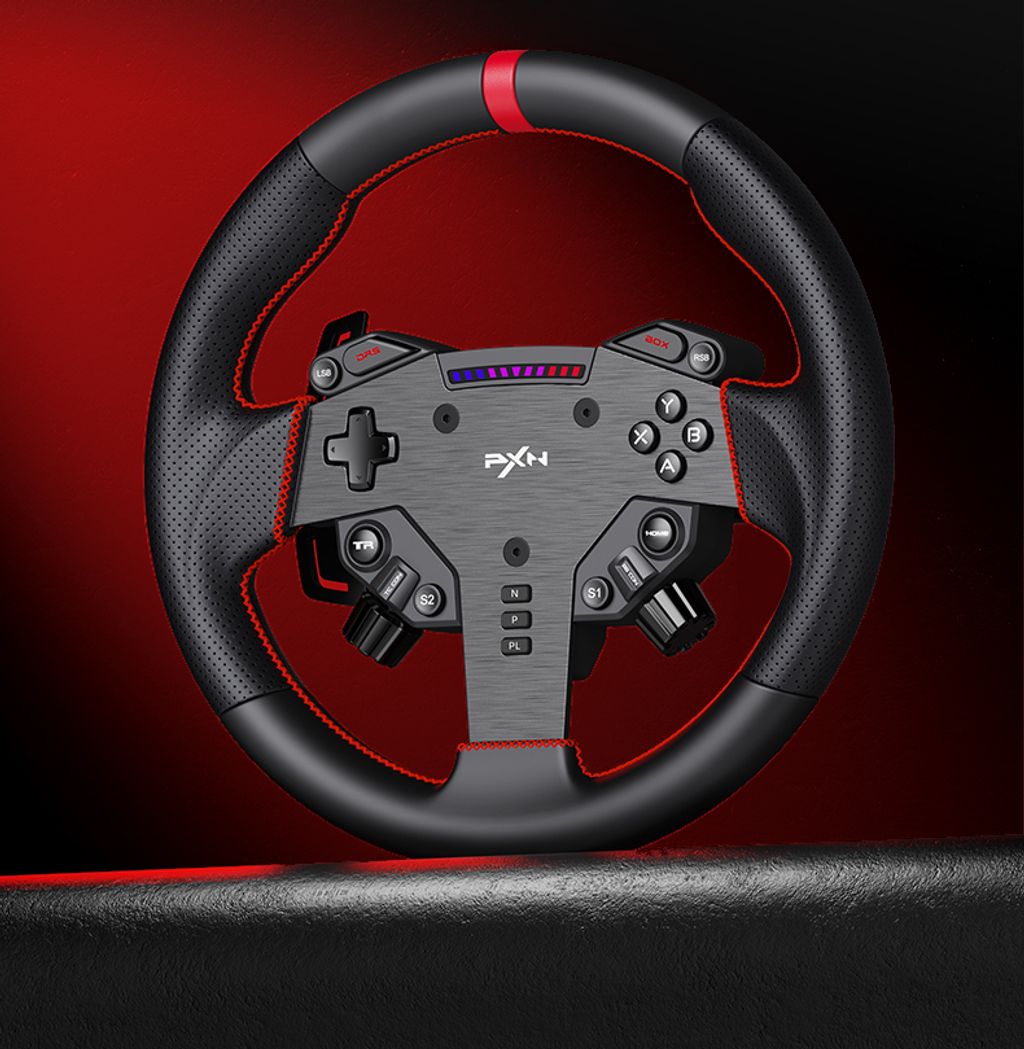 PXN VD4 3 Pedal Sim Racing Full Set - VD4 Direct Drive Servo + PD HM Gen 2 Pedal + WAS Wheel ...