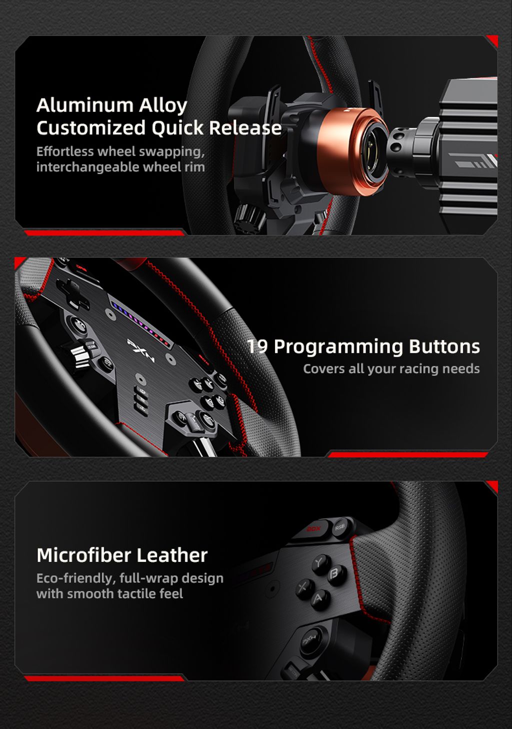 PXN VD4 3 Pedal Sim Racing Full Set - VD4 Direct Drive Servo + PD HM ...