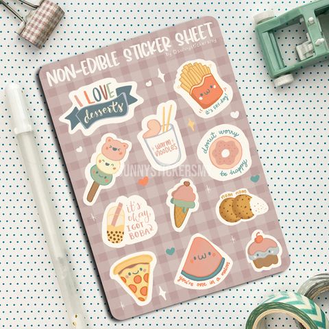 [A6 Sticker Sheet] Non-edible Sticker Sheet Kawaii Food and Desserts ...