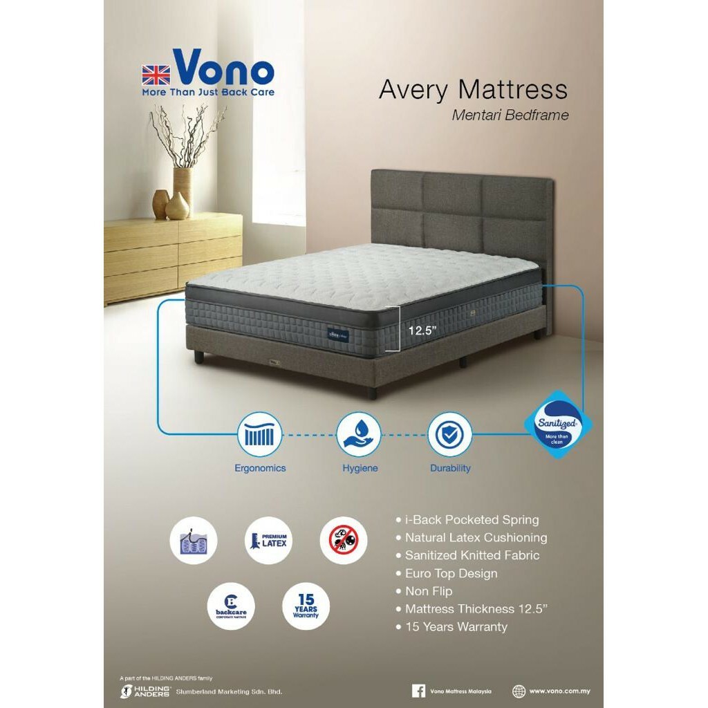 Vono / 12.5" / Avery / Mattress / 2" Natural Latex + Pocket Spring ...