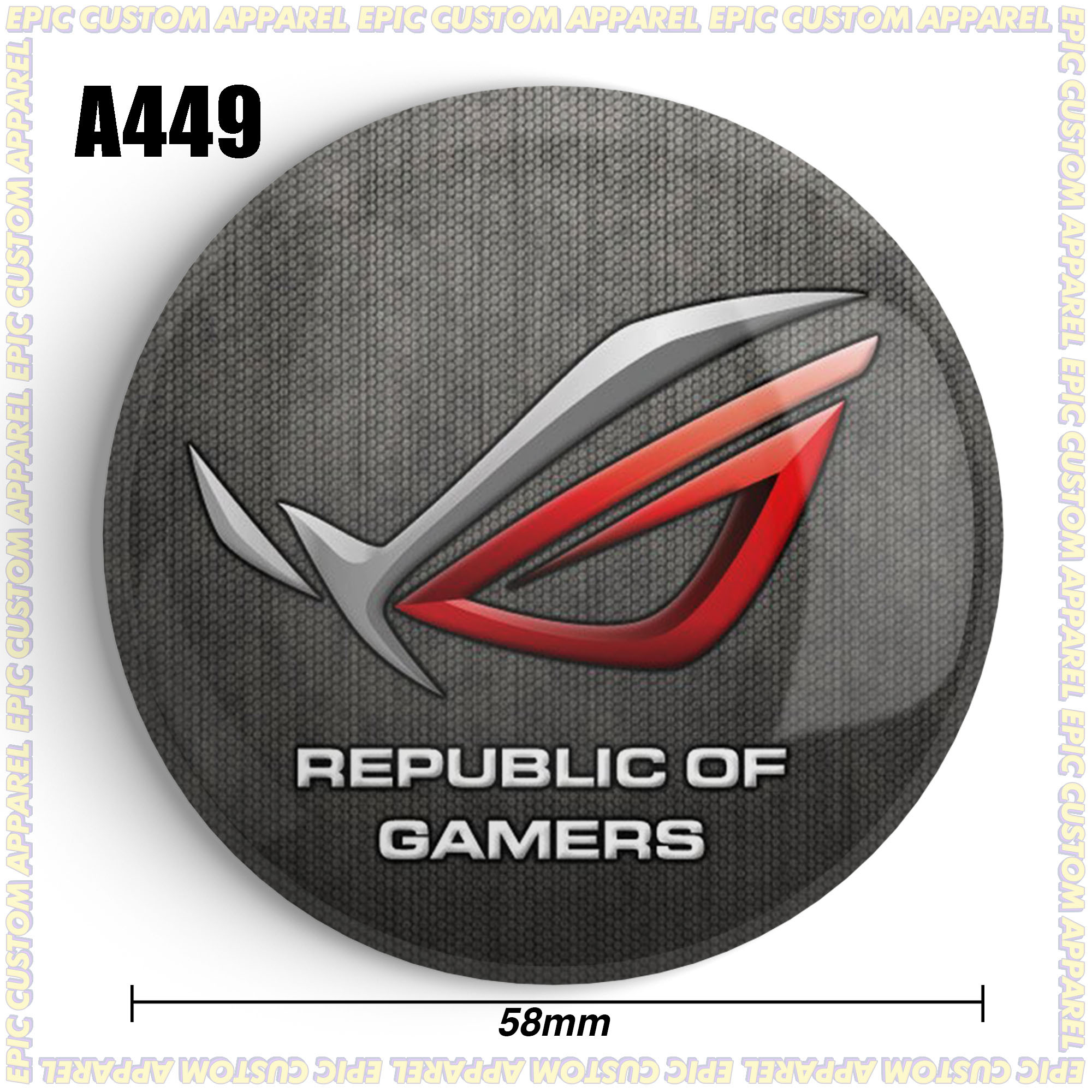 58mm Button Badge Pin ROG Republic of Gamer Gaming Designs (A441-A460 ...